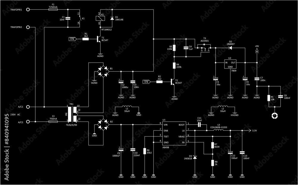 Schematic diagram of electronic device. Vector drawing electrical ...