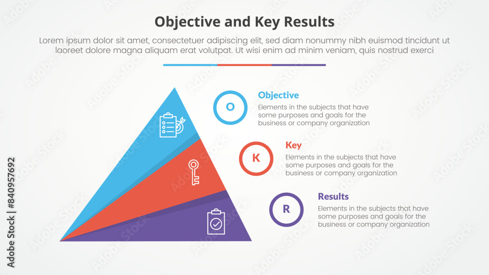 OKR objectives and key results framework infographic concept for slide ...