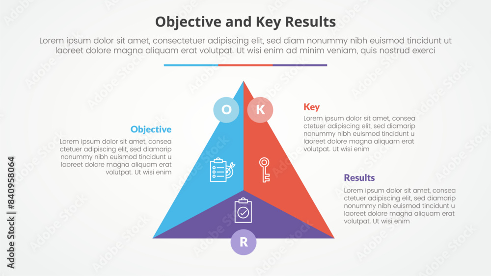 OKR objectives and key results framework infographic concept for slide ...