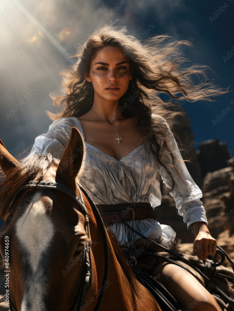 Elegant beauty of a cowgirl: grace meets grit, prairie echoes with the ...