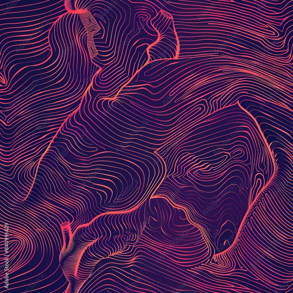 An abstract line drawing of a human heart, with arteries and veins ...