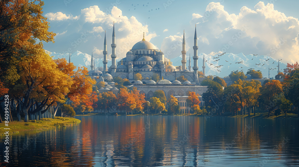 typical istanbul scene with moschee and bospurus background created ...