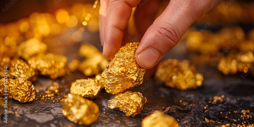 pure gold ore isolated on white background. Group of precious golden ...