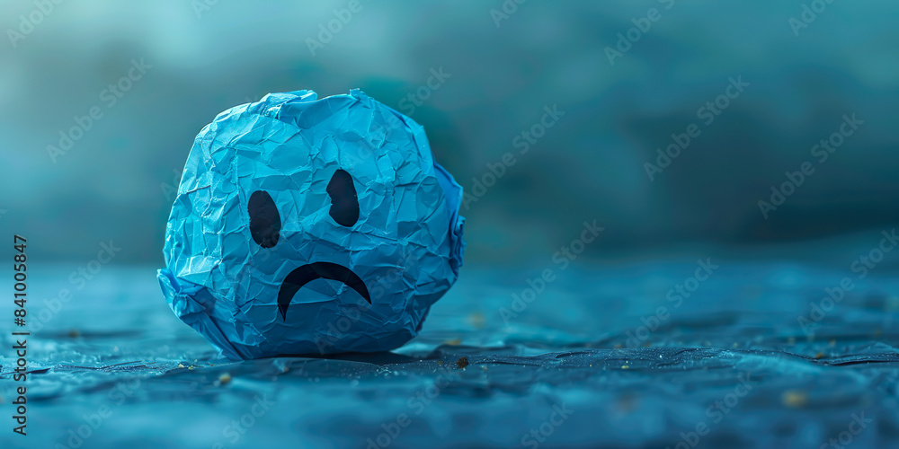 Crumpled paper with sad face, depression Stock Photo | Adobe Stock