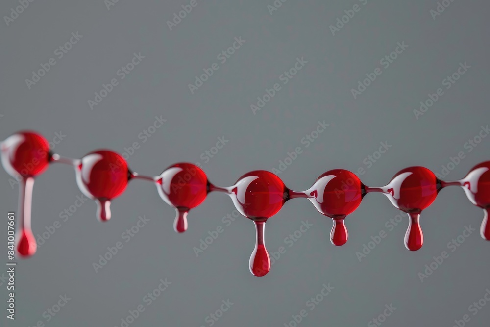 Blood Drop Chain Reaction: A series of red blood drops linked together ...