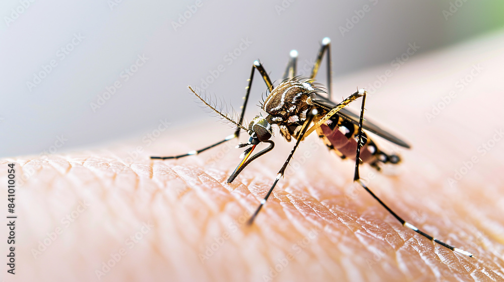 Aedes aegypti or yellow fever mosquito sucking blood on skin,Macro ...