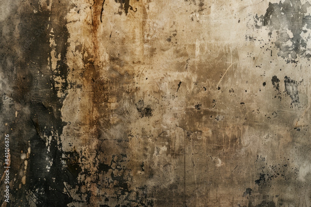 Blank aged paper sheet as old dirty frame background with dust and ...