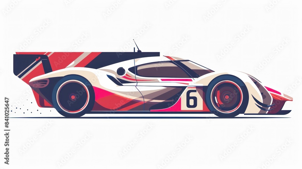 Race car number 6 on white background for speed and action concept in ...