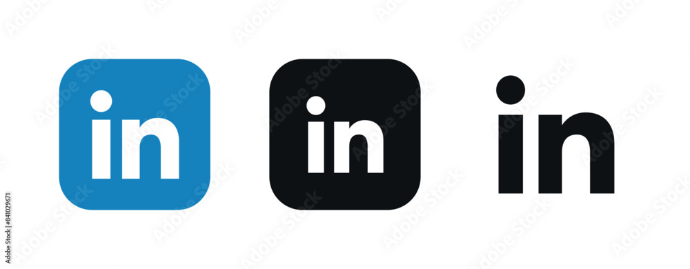 LinkedIn icon collection. LinkedIn logo set in different shape on ...