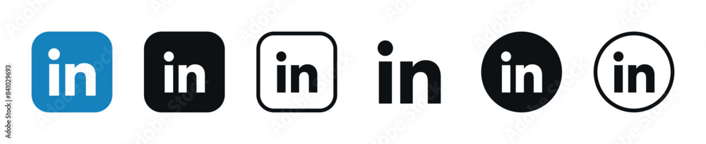 LinkedIn icon collection. LinkedIn logo set in different shape on ...