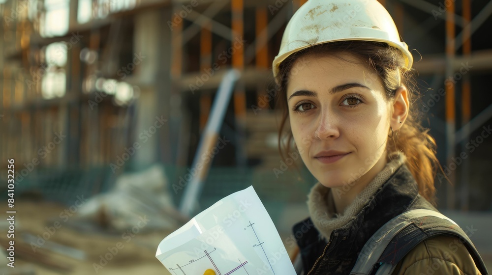 The picture of the middle east female architect is holding the ...