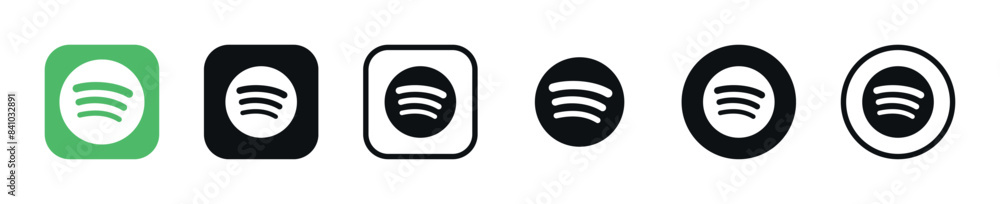 Spotify icon collection. Spotify logo set in different shape on ...