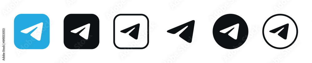 Telegram icon collection. Telegram logo set in different shape on ...