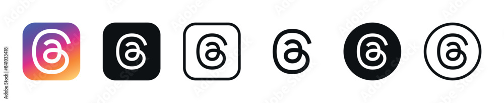 Threads icon collection. Threads logo set in different shape on ...