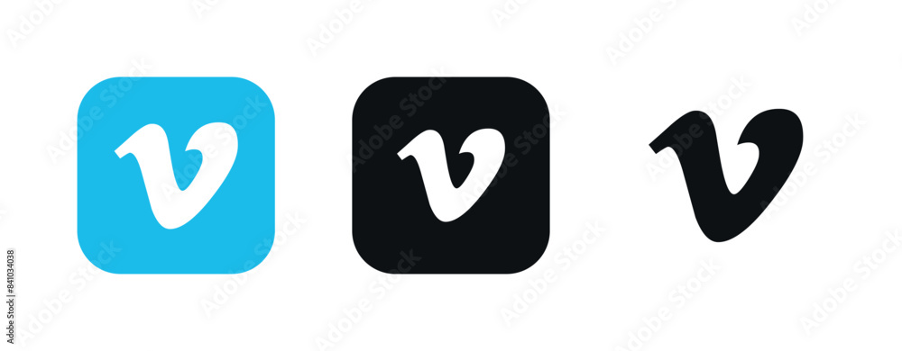Vimeo icon collection. Vimeo logo set in different shape on transparent ...