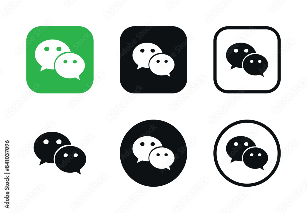 WeChat icon collection. WeChat logo set in different shape on ...