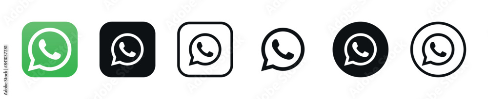WhatsApp icon collection. WhatsApp logo set in different shape on ...