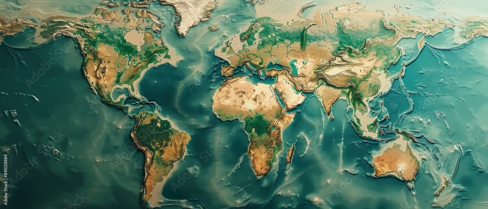 High-resolution physical world map with detailed geography. Stock ...