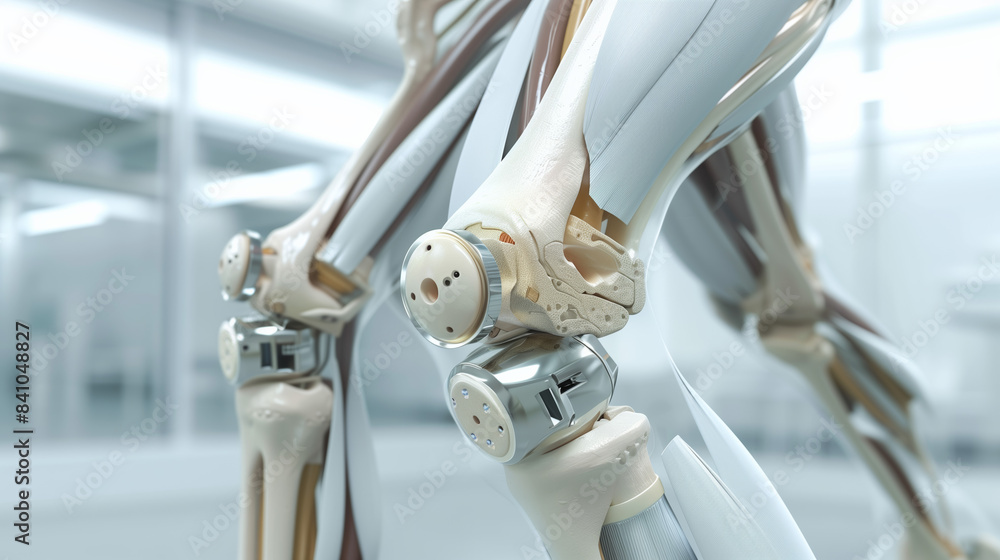 Artificial Knee Structure with Human Ligaments on White Background ...