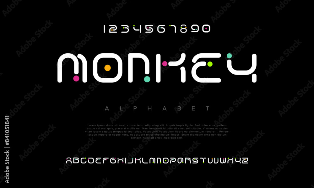 Monkey creative geometric modern urban alphabet font. Digital abstract ...