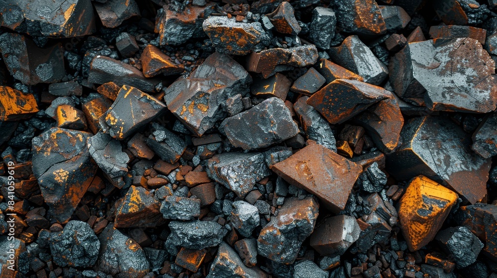 Detailed heap of steel slags and iron lumps, showing the intricate ...