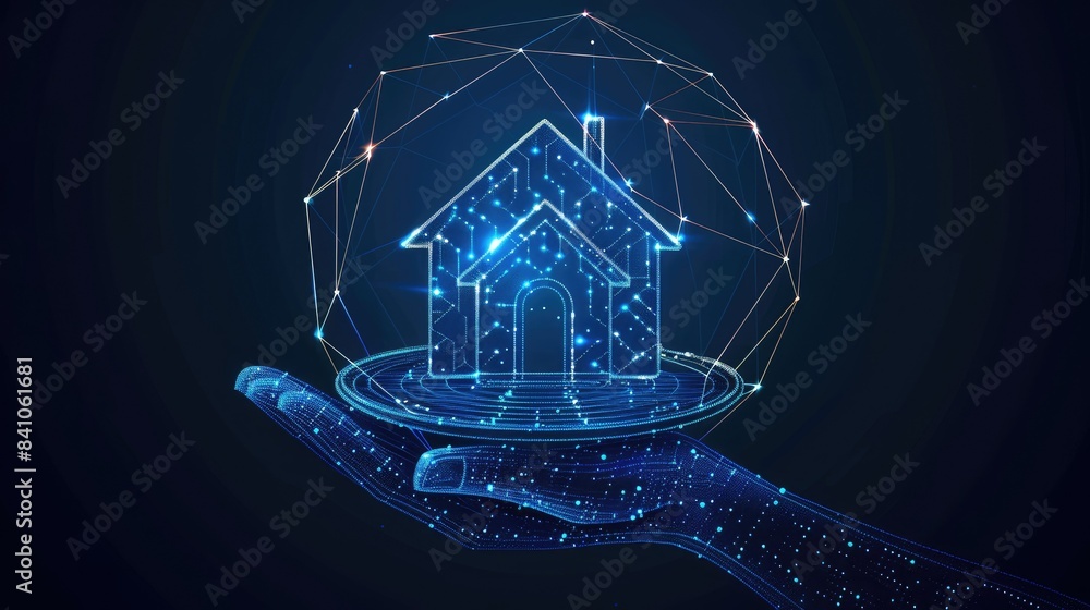 Real estate, rental, sale or investment concept. Digital low poly ...