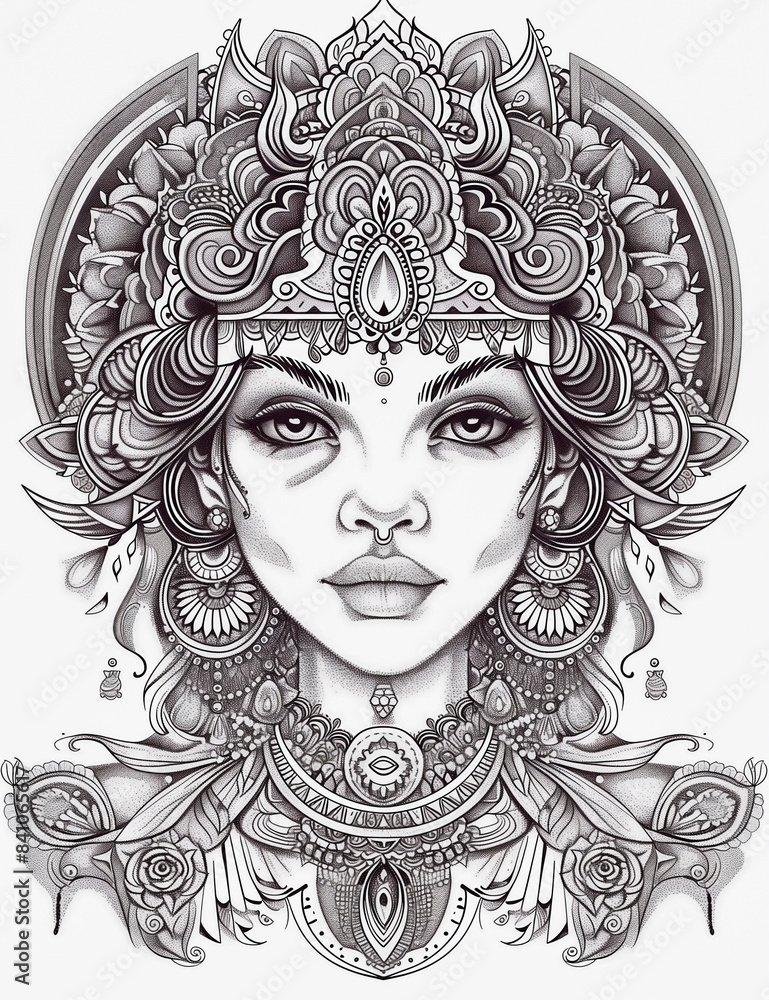 Adult coloring page - womans face. Adult coloring book pages. Stock ...