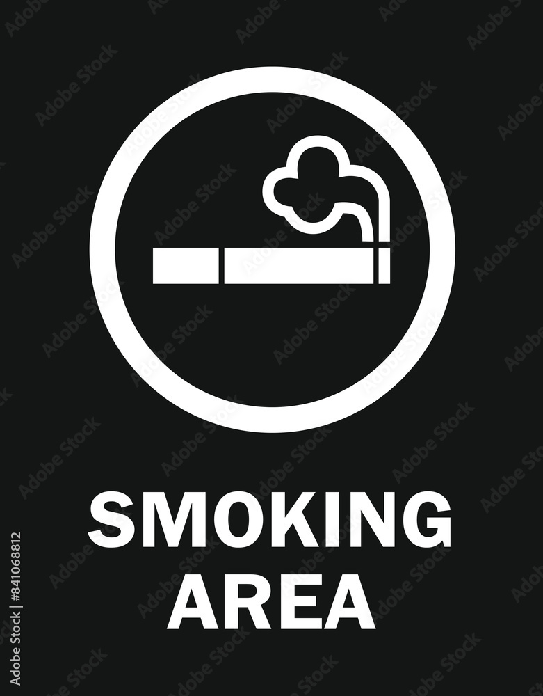 smoking area smoke permitted sign illustration with text and black dark ...
