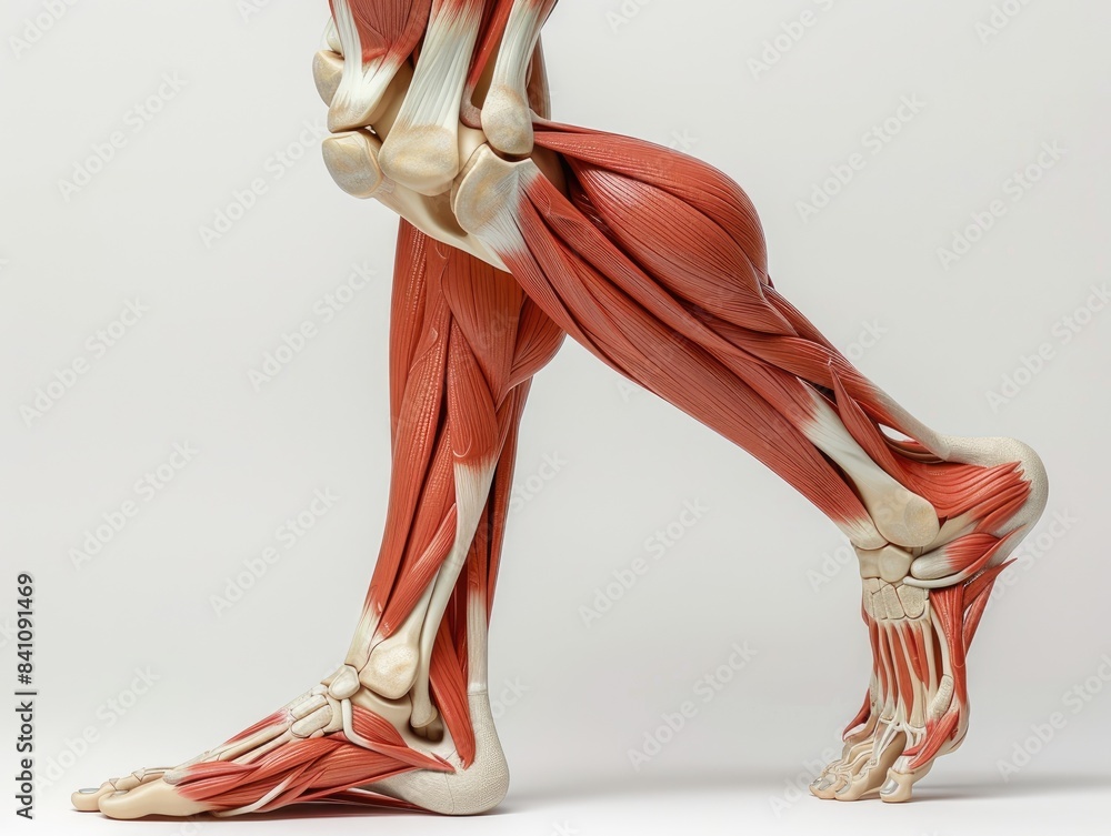 Detailed anatomical illustration of the human leg muscles, showcasing ...