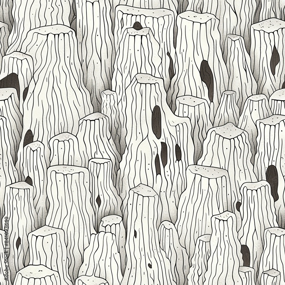 Detailed line drawing of a termite mound, with its intricate network of ...