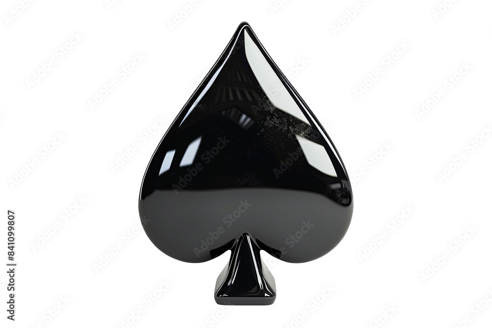 Glossy black spade symbol isolated on white background, representing ...