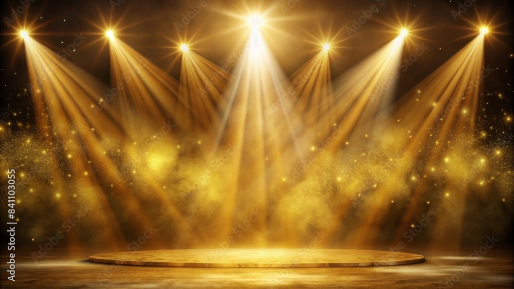 Gold stage background with spotlight effects and dark atmosphere ...