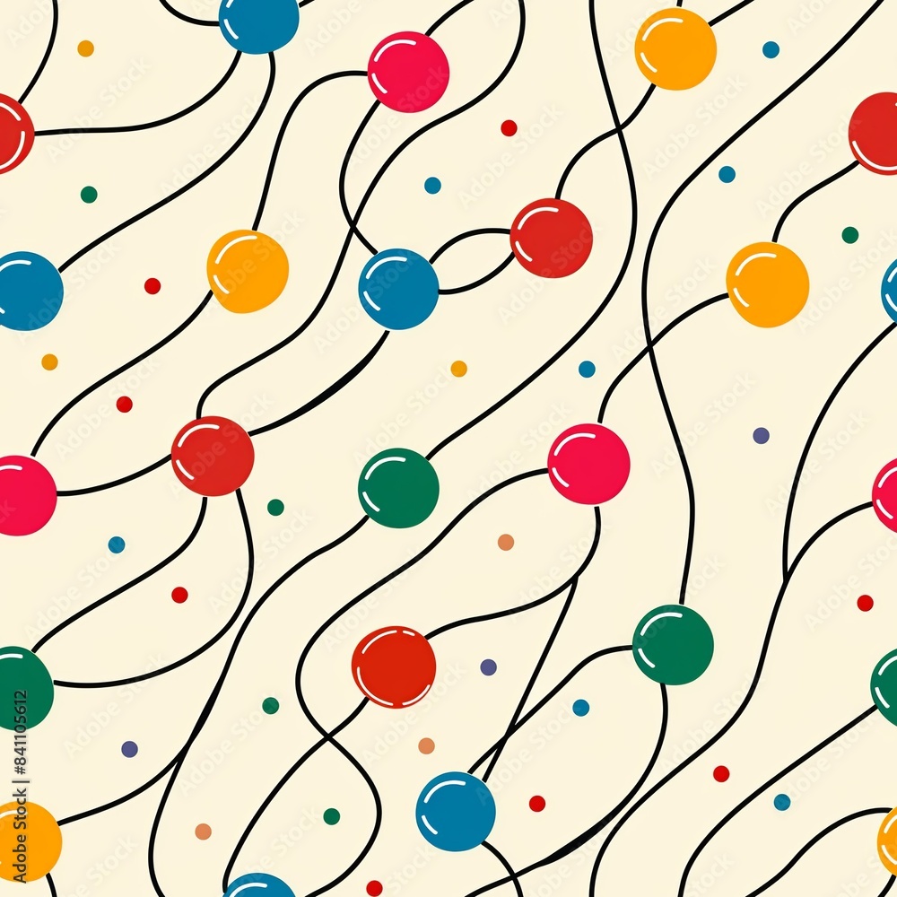 A playful line drawing of a classic game of marbles, with colorful ...