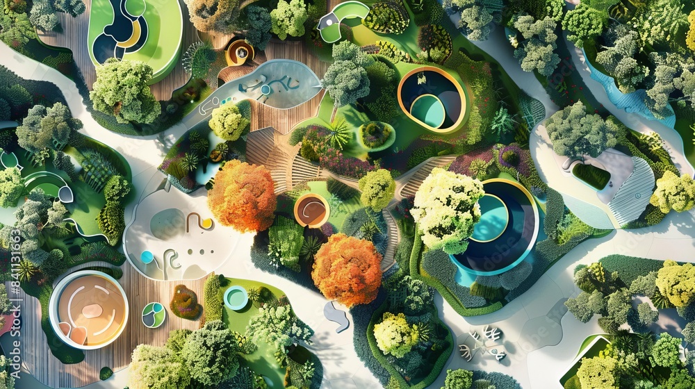 9 Biophilic design flat design bird's-eye view nature-inspired ...