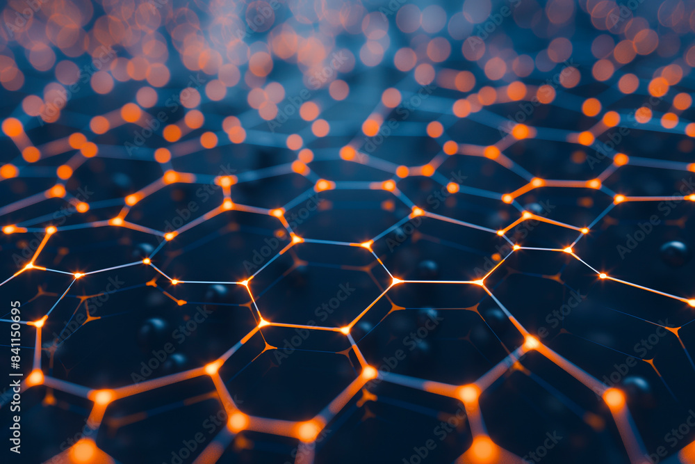 graphene molecular grid, graphene atomic structure concept, hexagonal ...