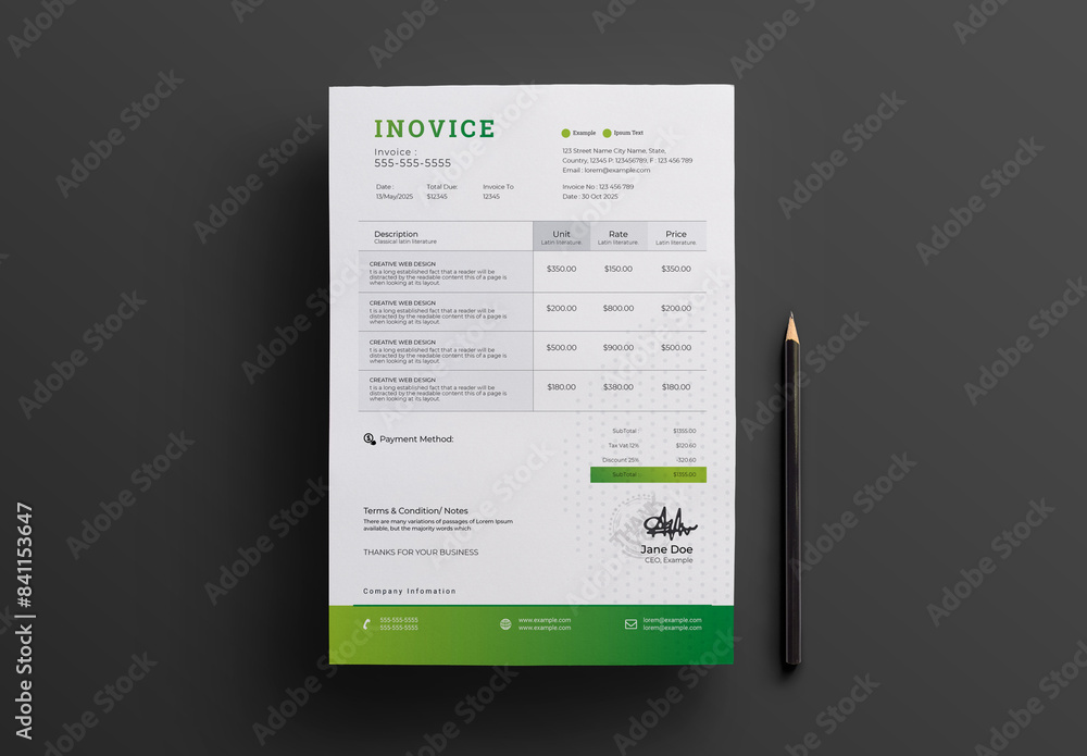 Health Relax & Spa Invoice Stock Template | Adobe Stock