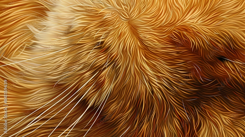 Illustrate a close-up of a Cat mane with intricate details of the fur ...