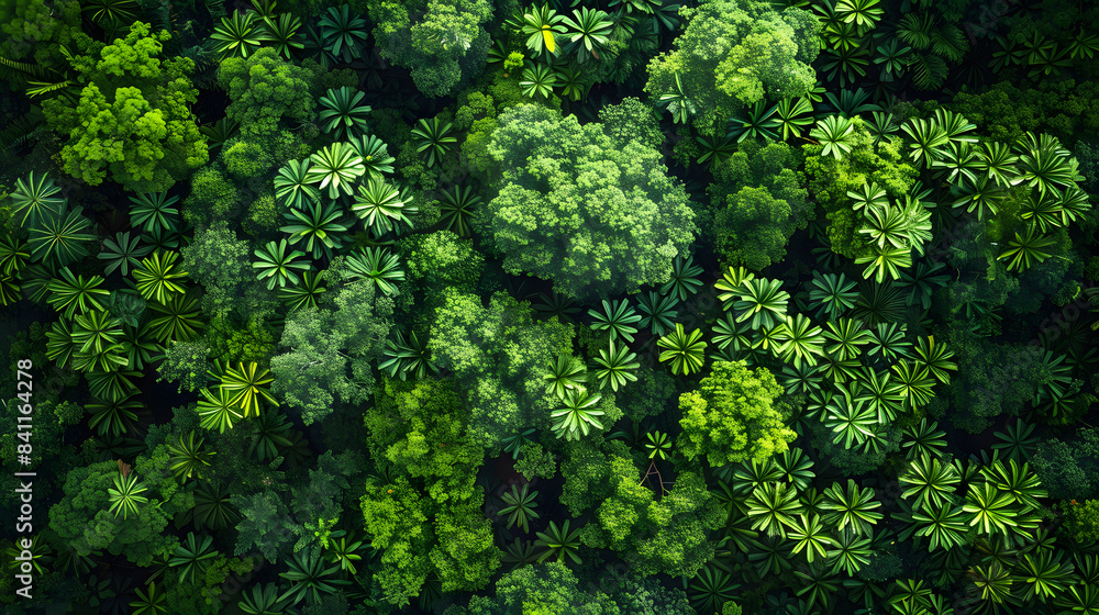 Aerial top view forest tree, Rainforest ecosystem and healthy ...