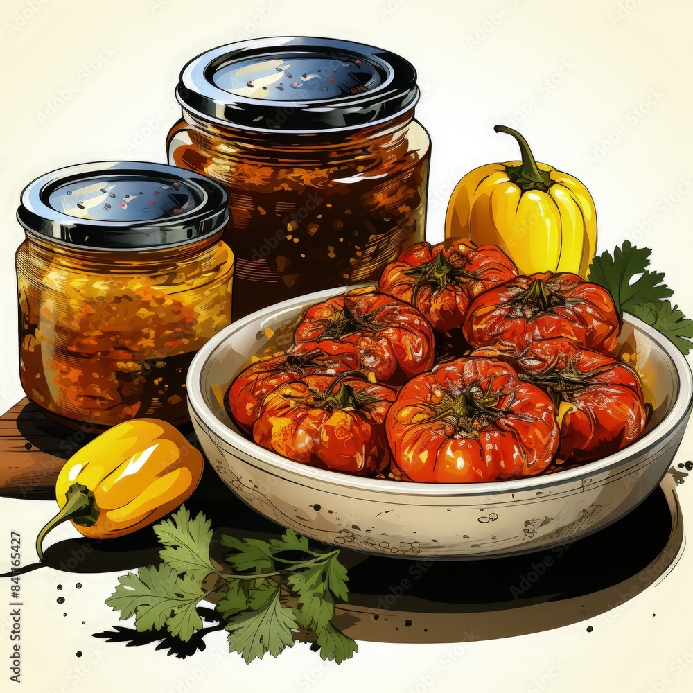 in the Mexican restaurant, a cooking Mexican food,,flat illustration ...