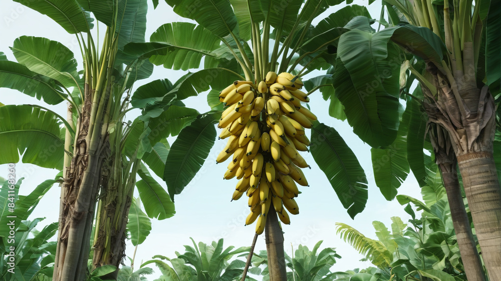 Banana Grove: Tall Banana Plants with Large Leaves and Hanging Clusters ...