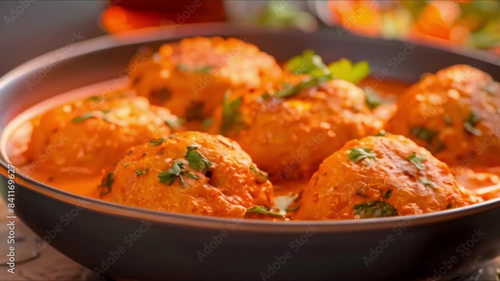 Indian vegetarian dumplings Malkofta in creamy tomatobased sauce with ...