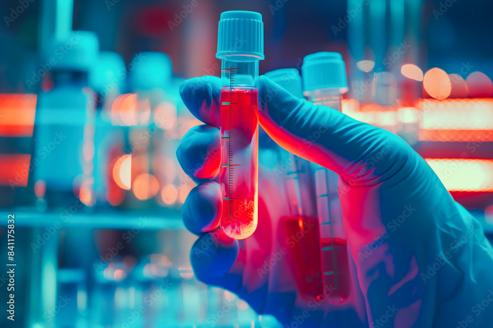 scientist holding medical testing tubes or vials of medical ...