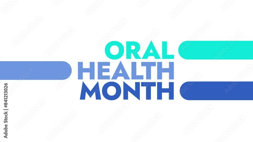 Oral Health Month colorful motion graphics seamlessly loopable text ...