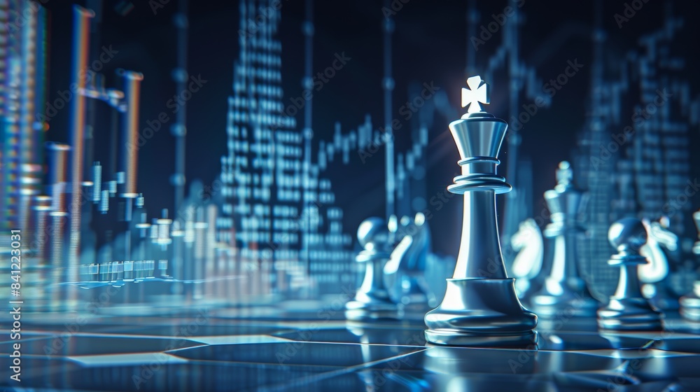 Futuristic Chess Board with Digital Backdrop. A chess game set against ...