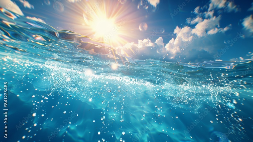 Underwater Sunlight Radiance. Underwater view where sunlight pierces ...