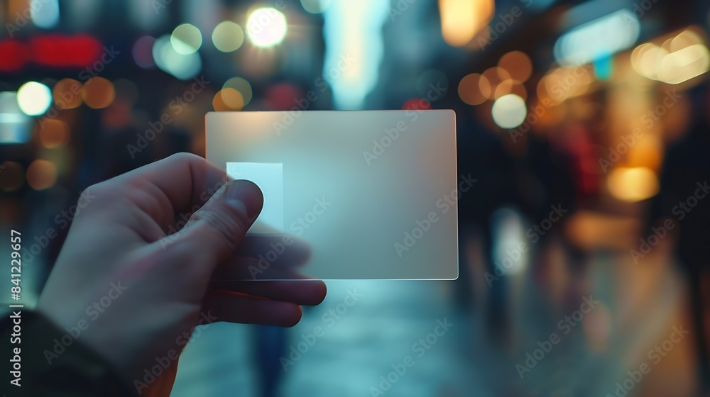 Hand hold blank translucent card mockup with rounded corners Plain ...