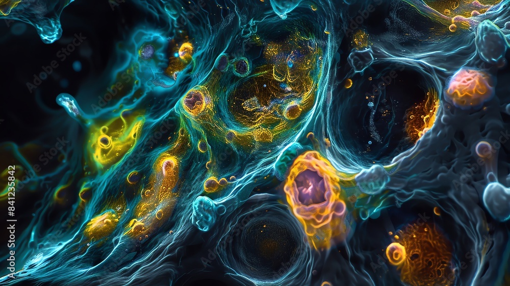 Bacterial CellsGenerate a closeup image of bacterial cells under a ...