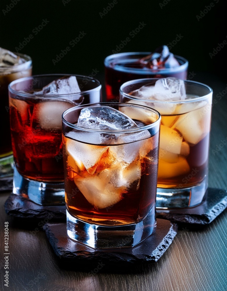 Refrescos bien fríos, con rodaja de limón y unos cubitos de hielo Stock ...