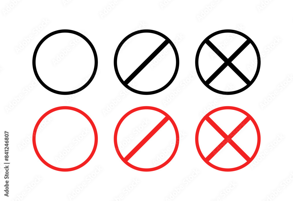 Prohibitory Signs Set Icons. Stop Signs Icons. Silhouette and flat ...