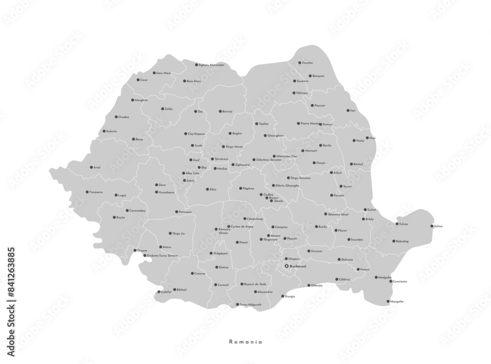 Vector modern illustration. Simplified administrative map of Romania ...